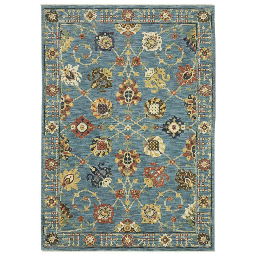 AVERLEY HOME Fleetwood Blue/Multi-Colored 5 ft. x 8 ft. Oriental Floral ...