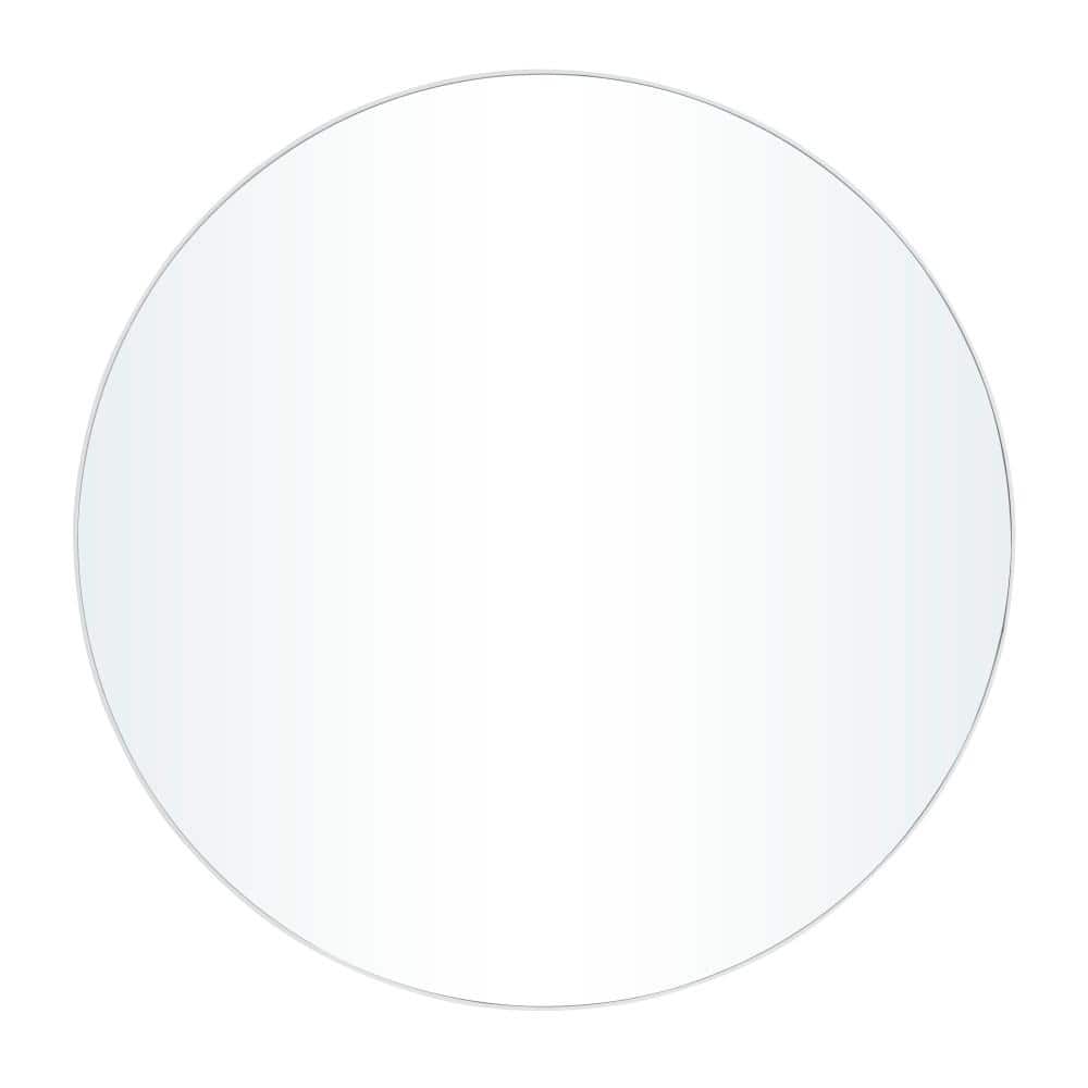 Litton Lane 42 in. x 42 in. Round Framed White Wall Mirror with Thin ...