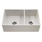 Altair Cremona White Ceramic 33 in. Double Bowl Farmhouse Apron Kitchen ...