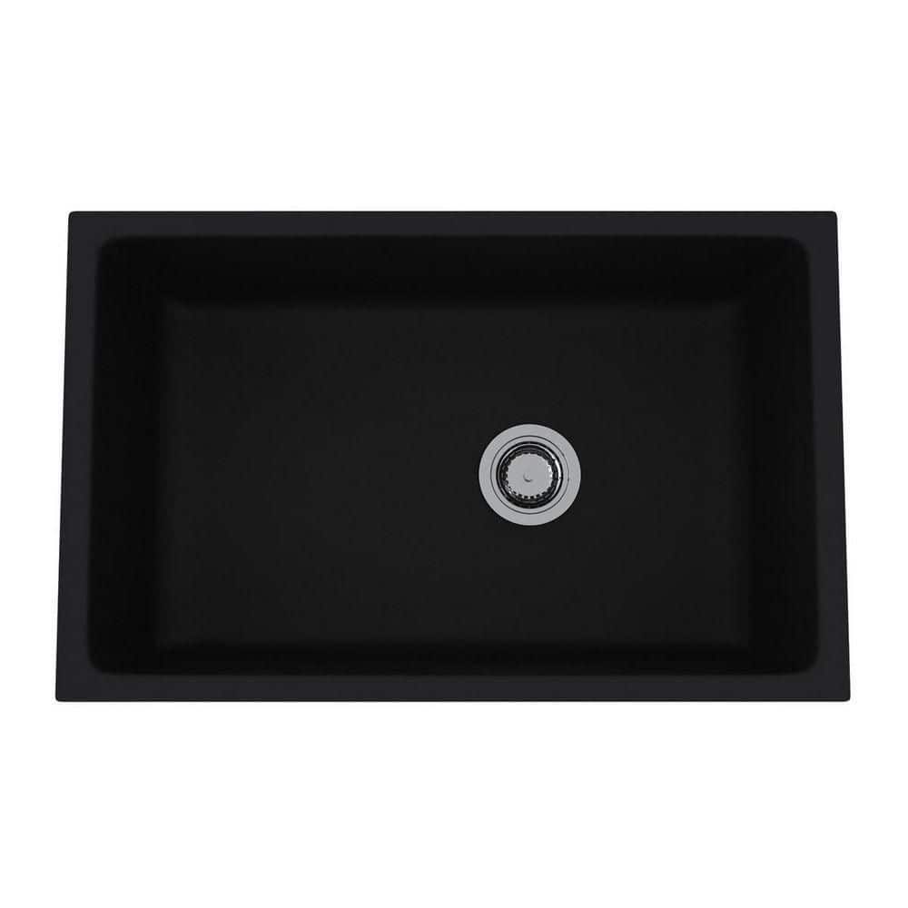 ROHL Allia 31.13 in. Undermount Single Bowl Matte Black Fireclay ...