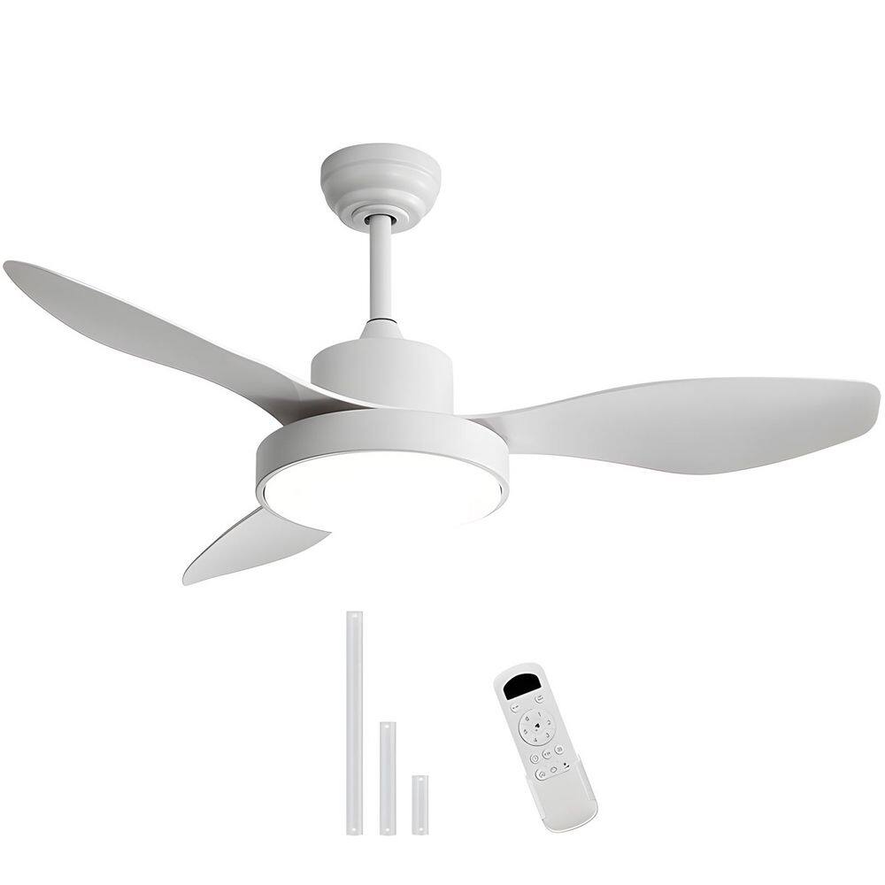 Sofucor 48 in. Modern Indoor Dimmable White Ceiling Fan with Integrated ...