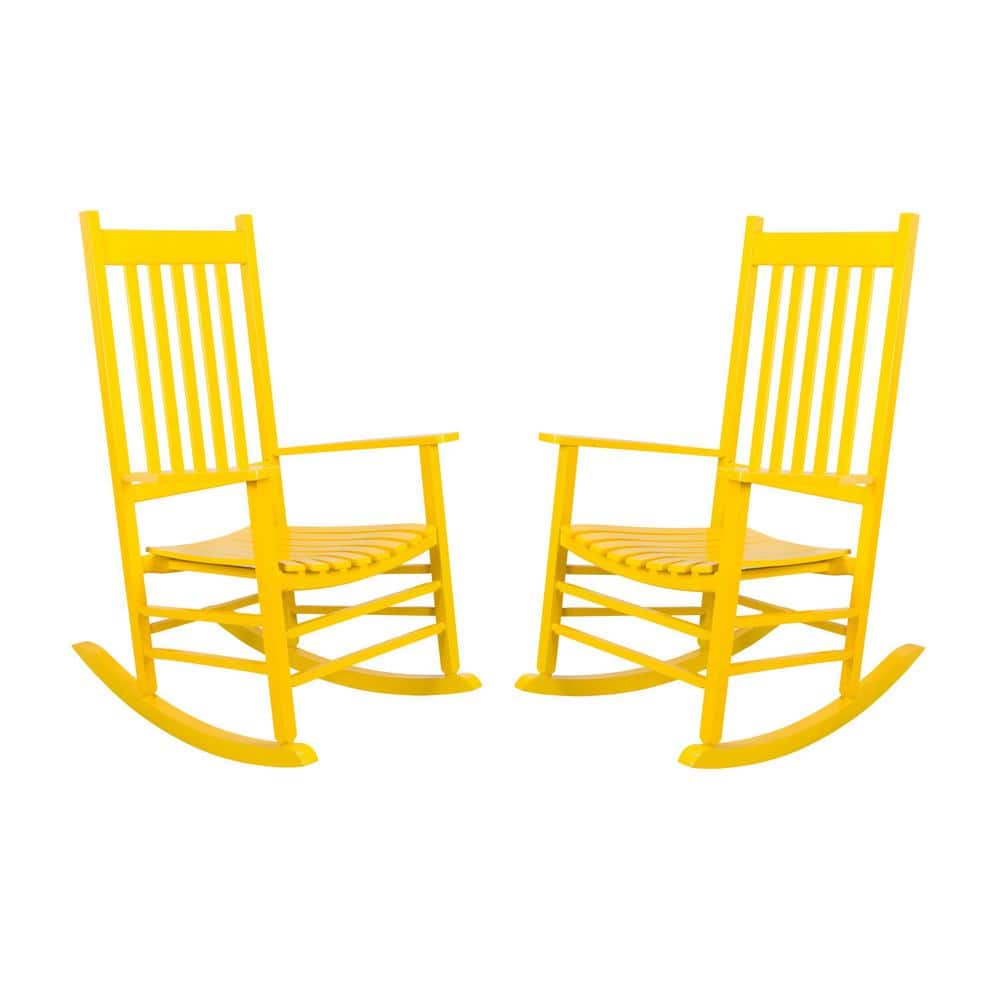 Shine Company 46 in H Yellow Wood Vermont Outdoor Rocking Chair (2-Pack ...