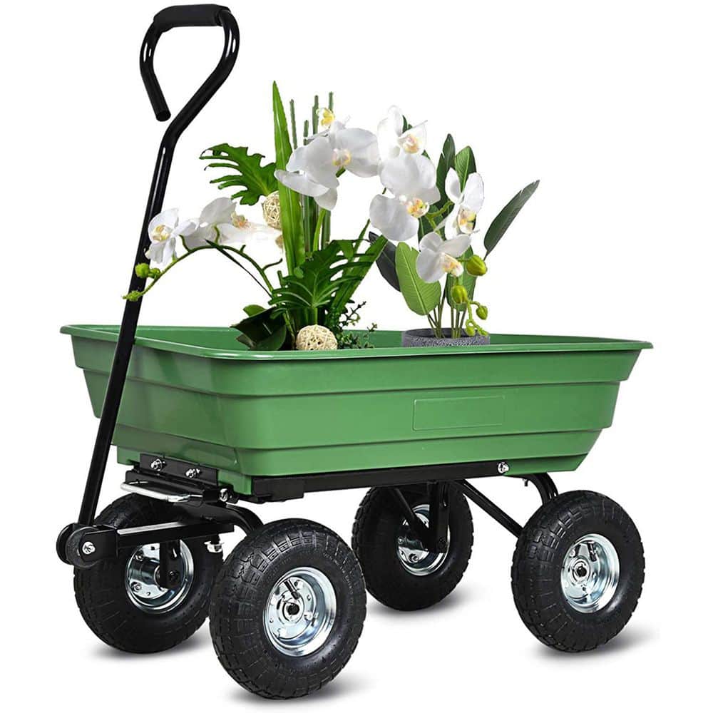 4 cu.ft. Plastic Dump Garden Cart in Grass Green LWM-W227GG - The Home ...