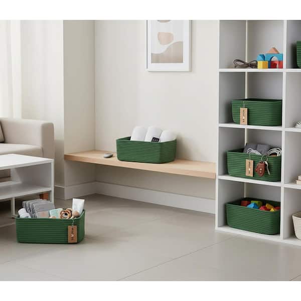 3-Pack Green Woven Rope Organizer Baskets (11.5x7.5x4.7") ENHD30237 ...