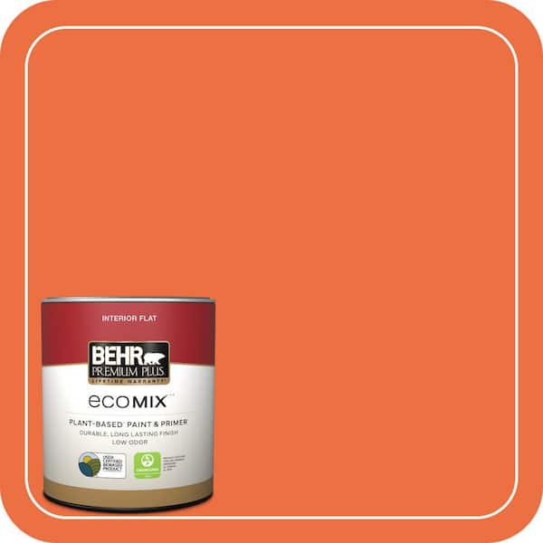 BEHR PREMIUM PLUS 1 qt. #210B-6 Aurora Orange Flat EcoMix Plant-Based ...