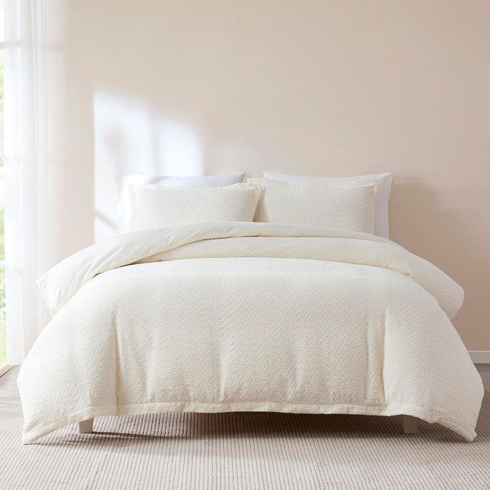 Lush Decor Lotti Boucle 3-Piece Soft White Cotton Blend Full/Queen ...
