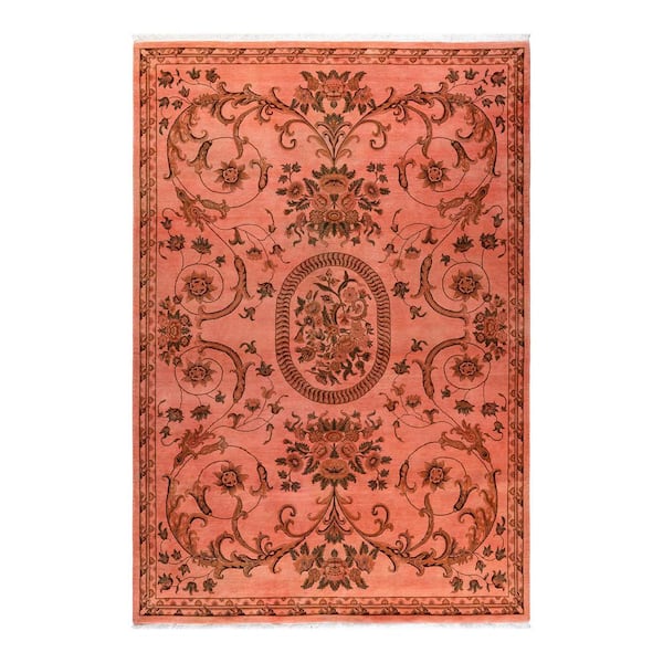 Chloe & Olivia Home Overdyed Pink 6 ft. x 9 ft. Solid Wool Indoor Area ...