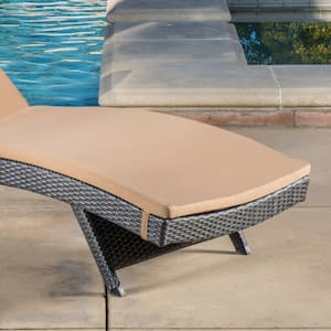 Noble House Senia Wood Outdoor Chaise Lounge with Dark Gray Cushion ...