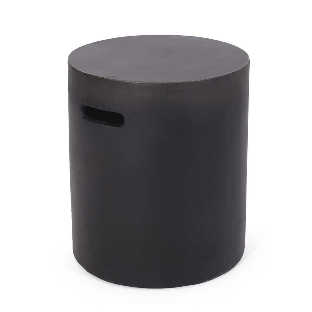 Durable Copper Round Tone 18.5 in. H Outdoor Side Table with 2 Handles ...