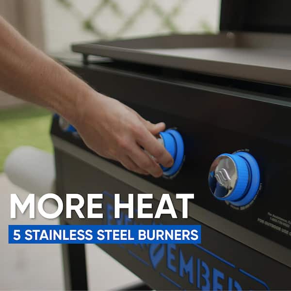 Even Embers 5-Burner Propane Gas Griddle in Black with Lid and Cover ...