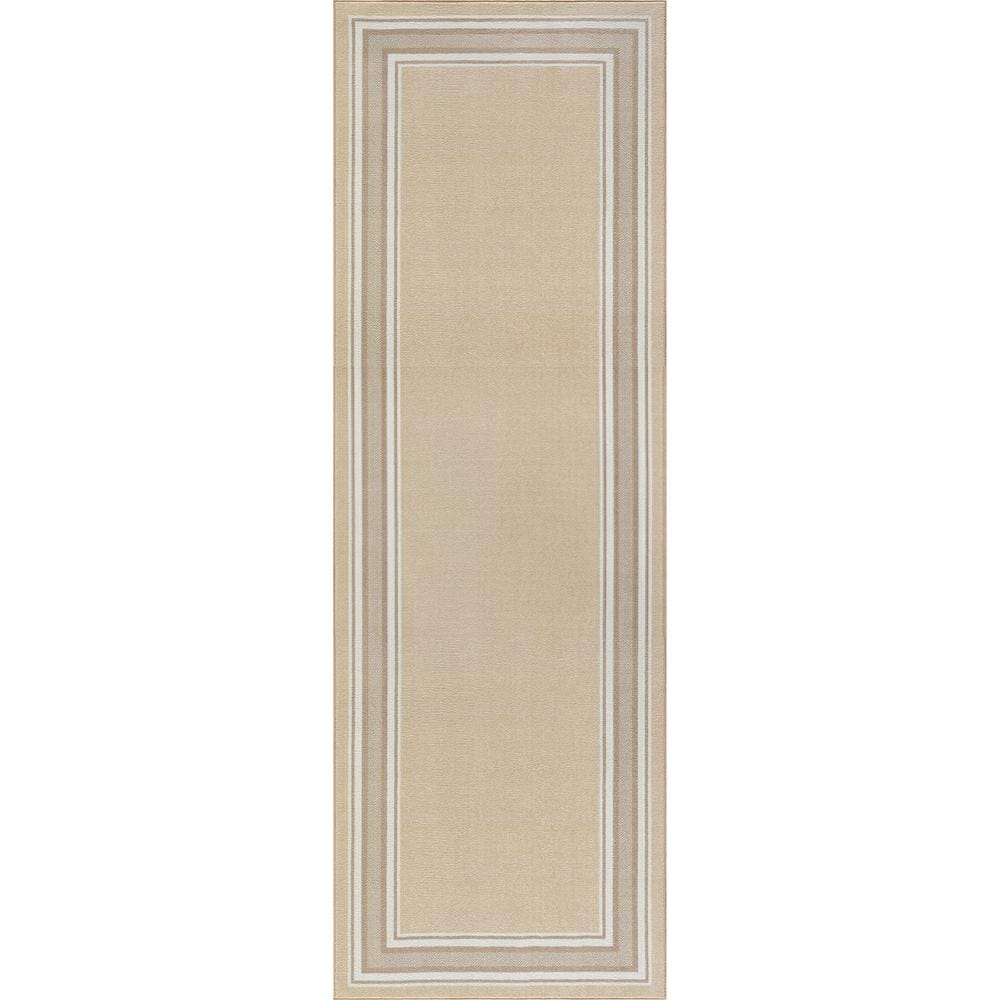 Beverly Rug 2 X 5 Beige Carmel Bordered Non Slip Runner Indoor Area Rug ...