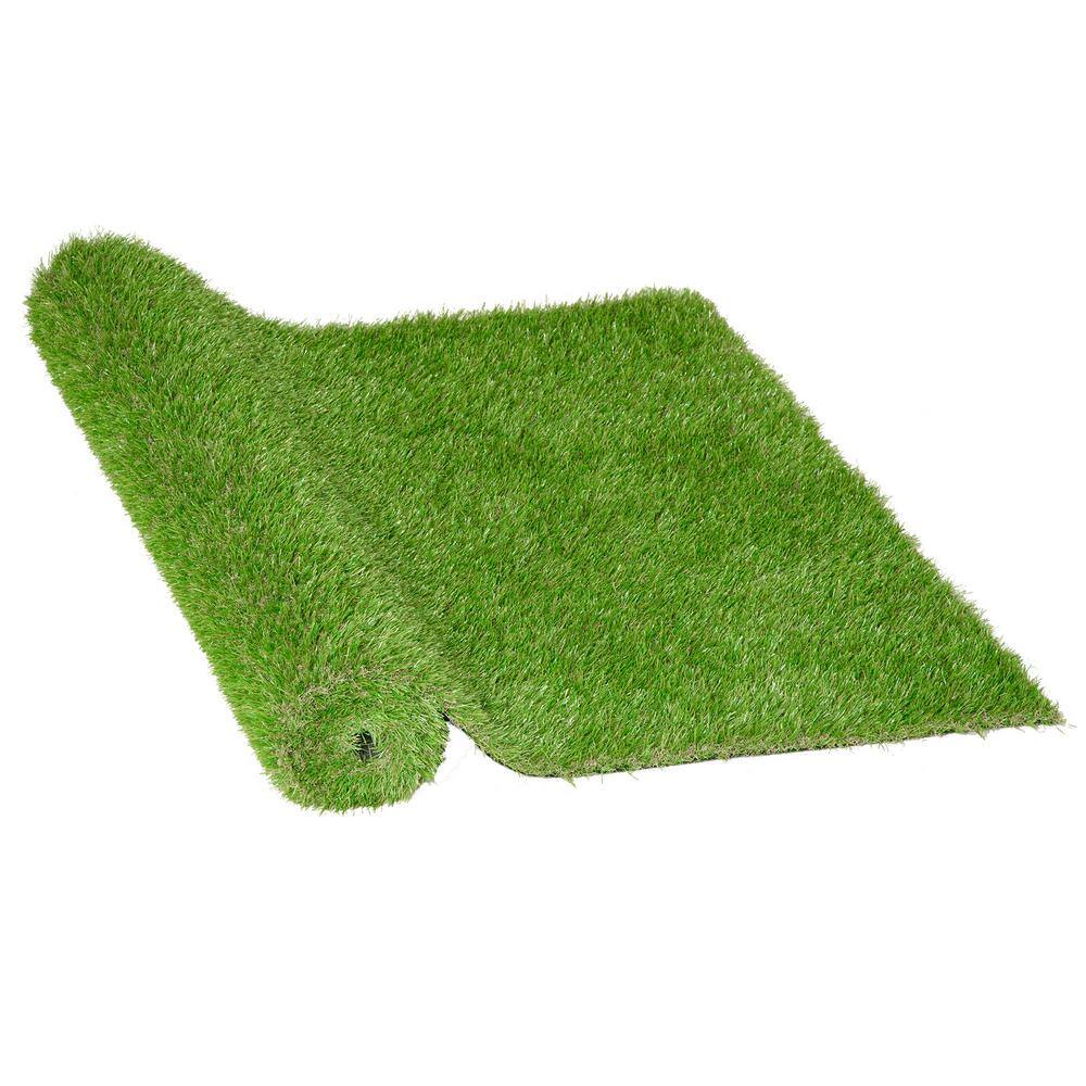 Huluwat 3 ft. x 10 ft. Green Thick Realistic Artificial Grass Rug with ...