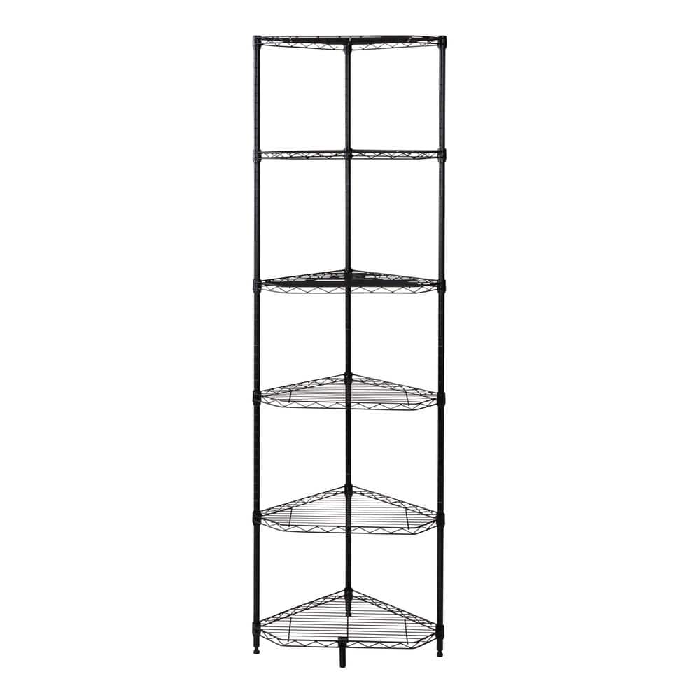 Honey Can Do Steel 22 in. W x 72 in. H x 22 in.D 6-Tier Triangle Corner ...