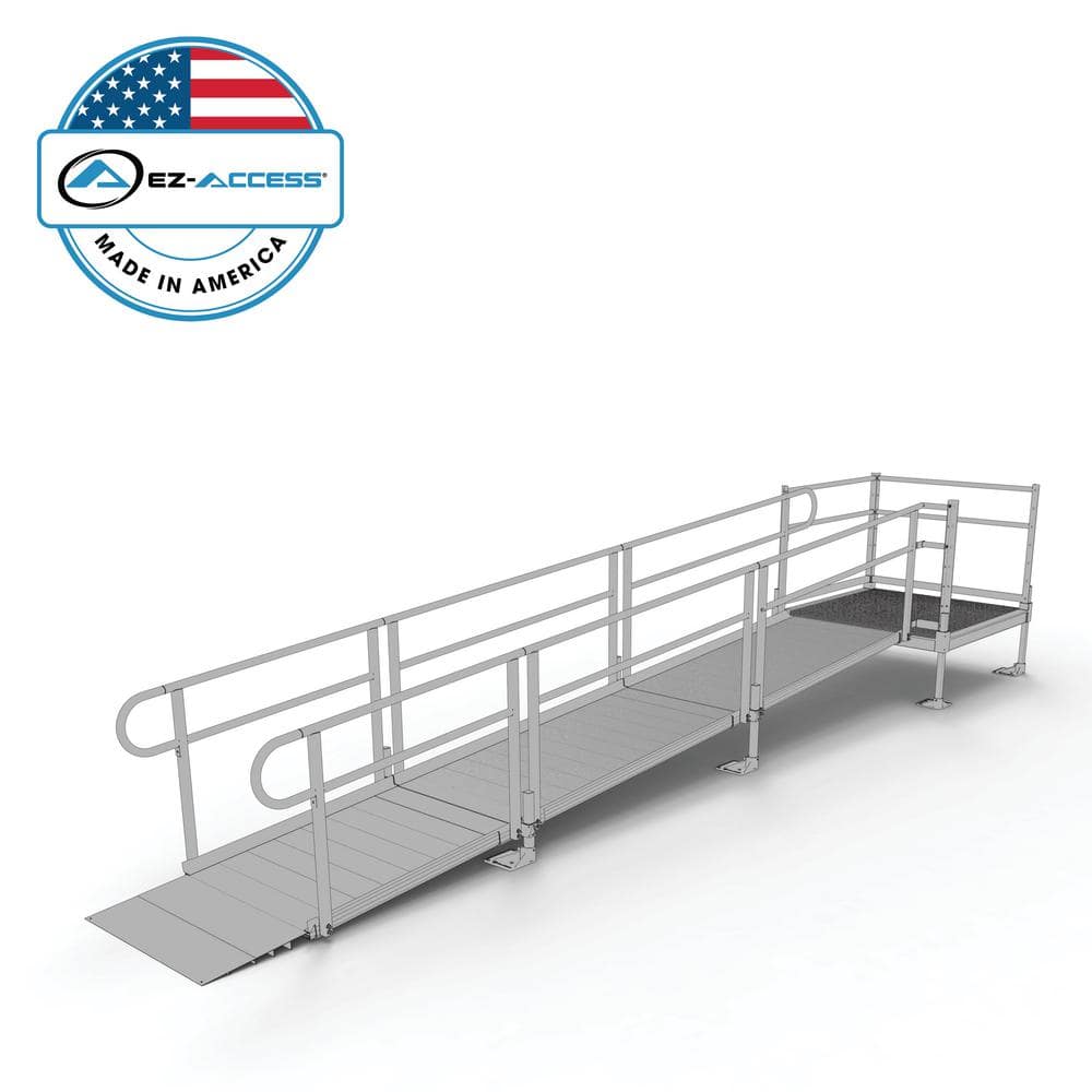 EZ-ACCESS PATHWAY 16 ft. Straight Aluminum Wheelchair Ramp Kit with ...