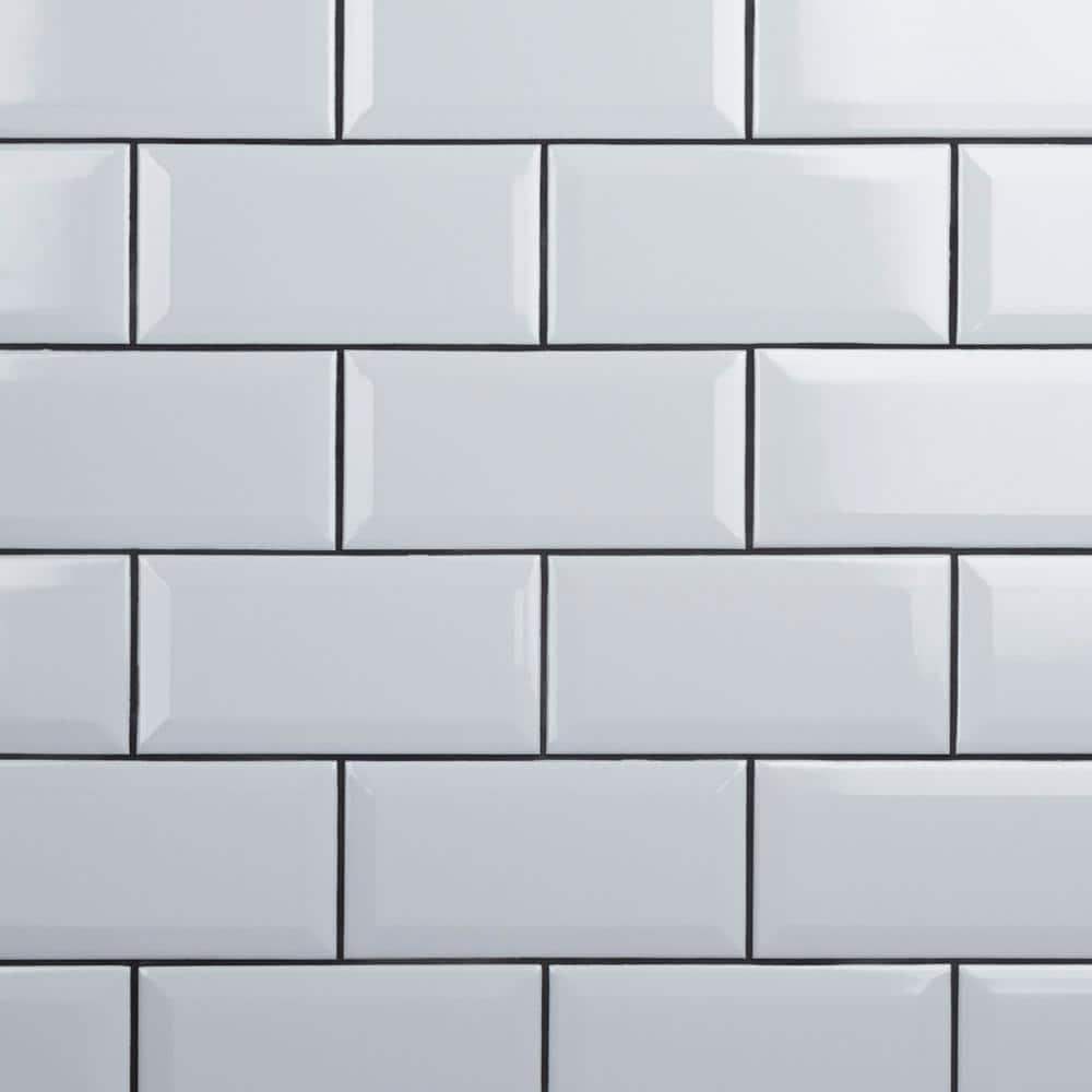 Merola Tile Crown Heights Beveled Glossy White 3 in. x 6 in. Ceramic ...