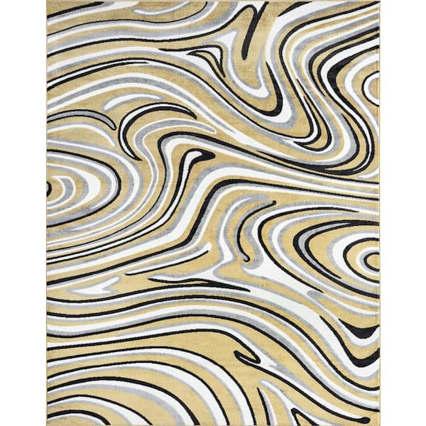 Tayse Rugs Wyatt Abstract Yellow 8 ft. x 10 ft. Indoor Area Rug WYT1511 ...