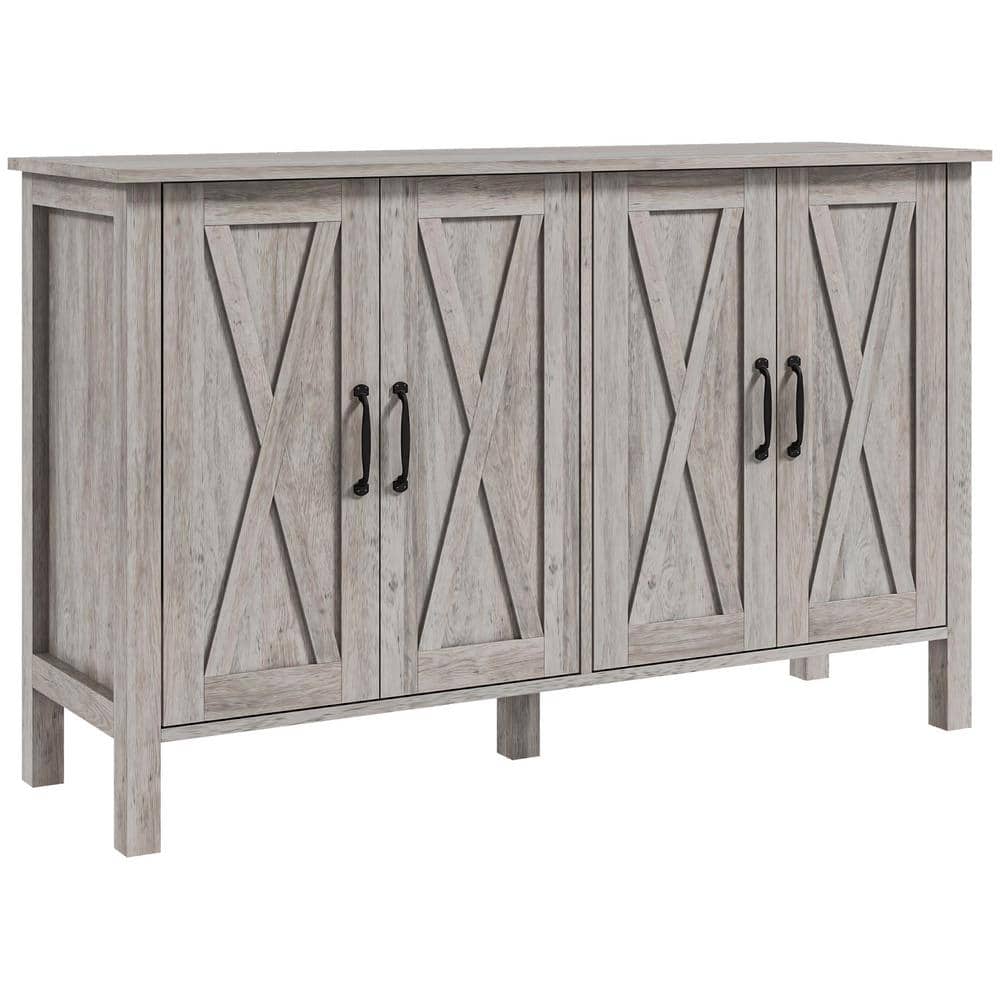Lycvki 47.25 in. W x14.5 in. D x 29.5 in. H Gray Linen Cabinet with 4 ...