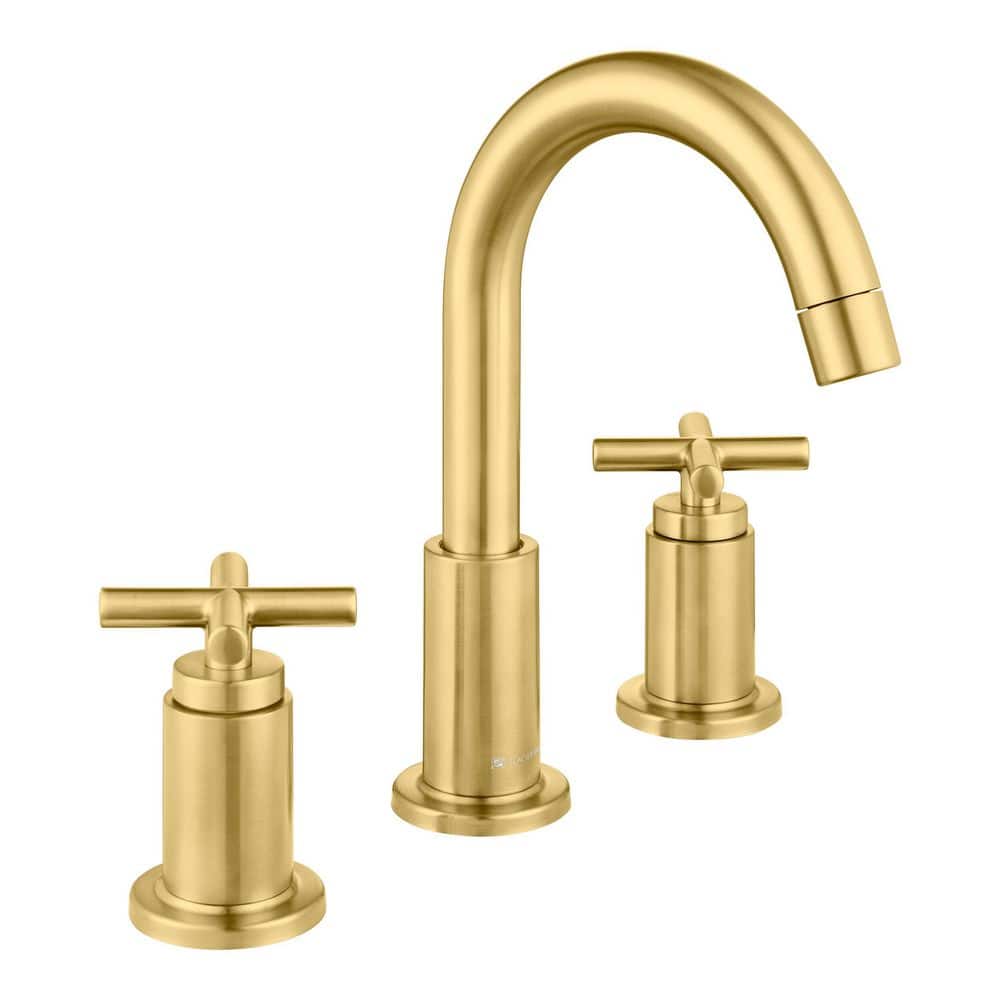 Glacier Bay Dorind 8 in. Cross Handles Bathroom Faucet in Brushed Gold ...