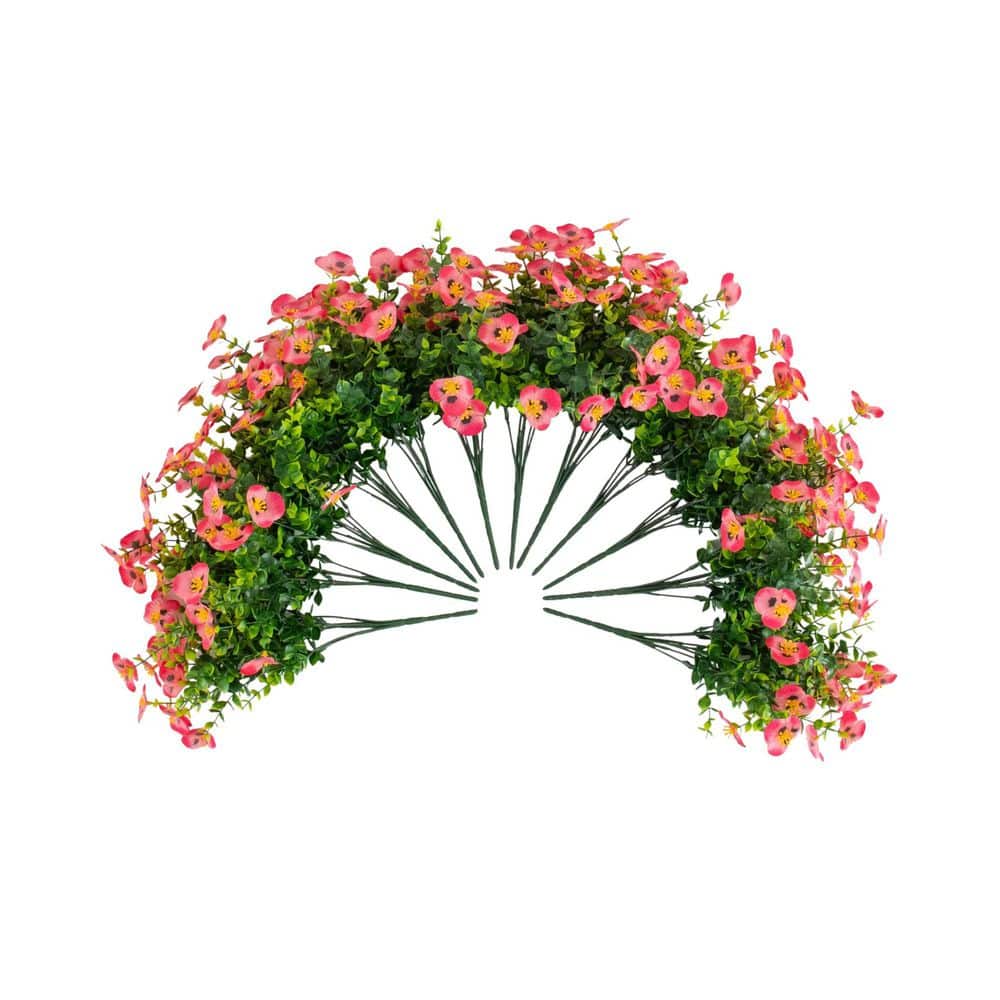 Nearly Natural 13 in. Pink UV Resistant Artificial Pansy Bush (Indoor ...