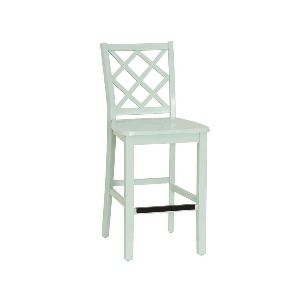 Linon Home Decor Mori 25.25 in. Mint Green Full Back Wood Counter Stool ...