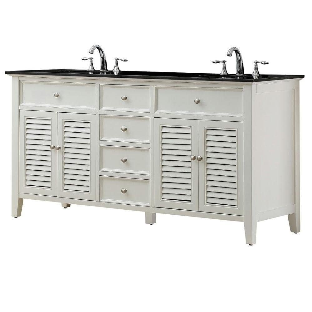 Direct vanity sink Shutter 70 in. Double Vanity in Pearl White with ...