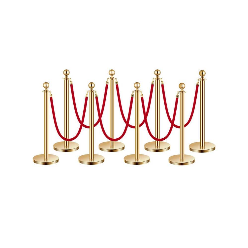 VEVOR Stanchions and Velvet Ropes 8Pcs, Hollow Base with Stainless ...