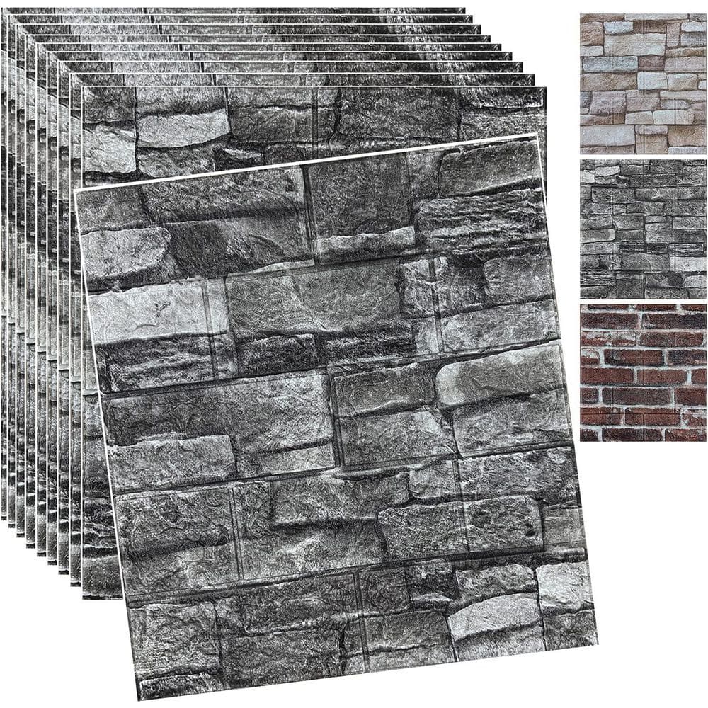Reviews for Afoxsos Black 3D Wall Panels Peel and Stick with Brick ...