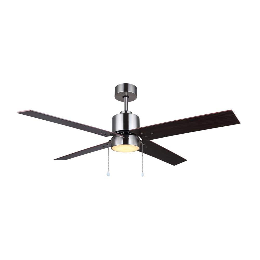 CANARM Tempest 52 in. Indoor Brushed Nickel Standard Ceiling Fan with ...