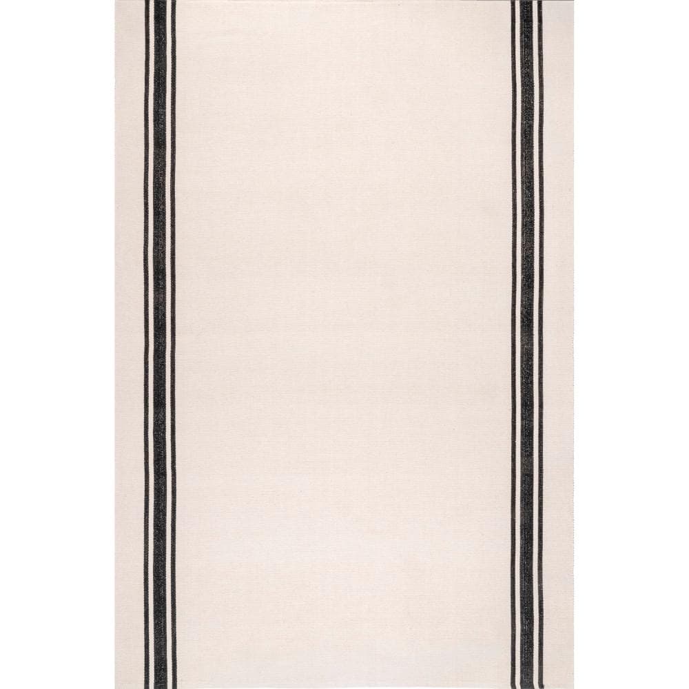 nuLOOM Clarissa Ivory 8 ft. x 10 ft. Striped Cotton Area Rug NEVN02A ...