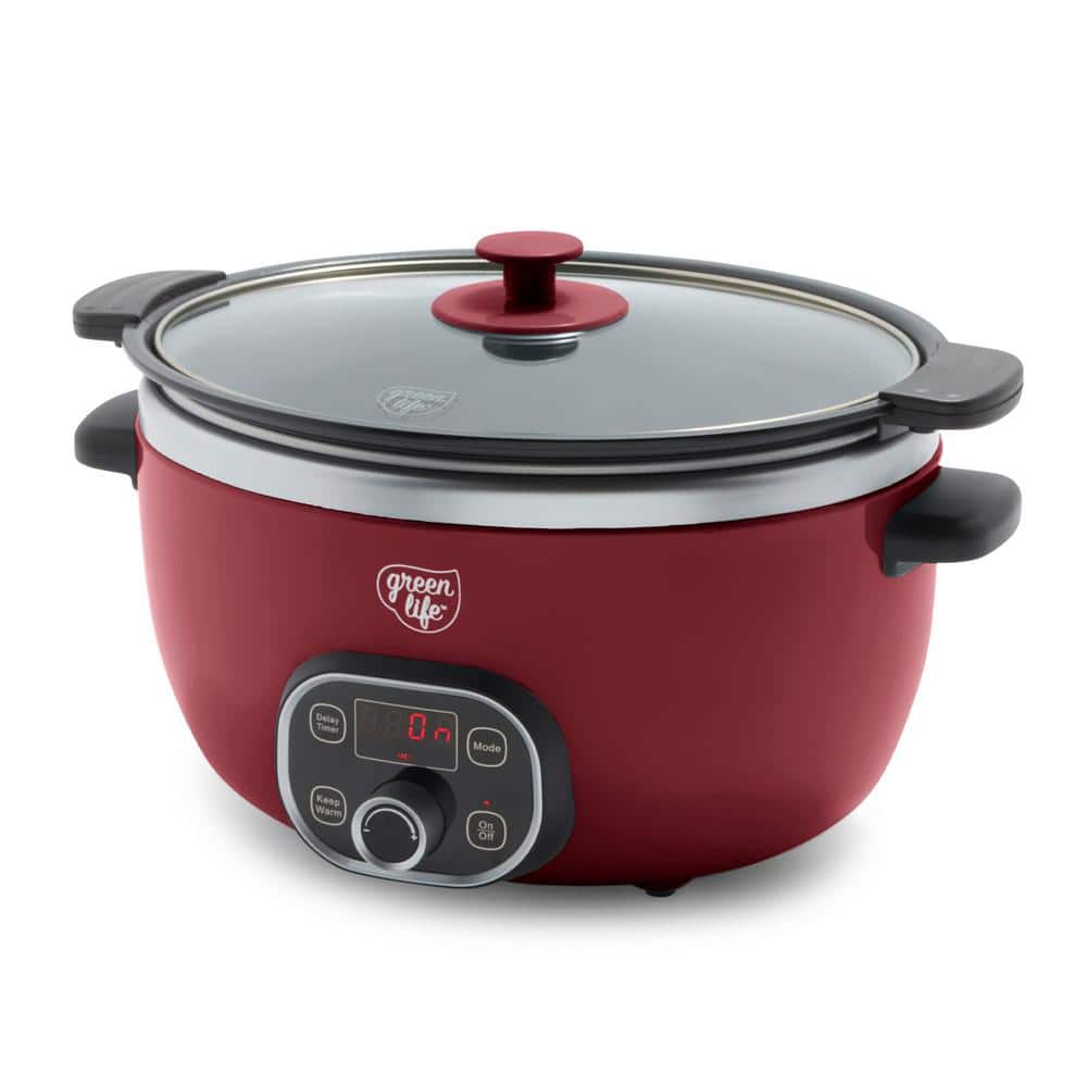 GreenLife 6 qt. Slow Cooker in Red CC008506-001 - The Home Depot