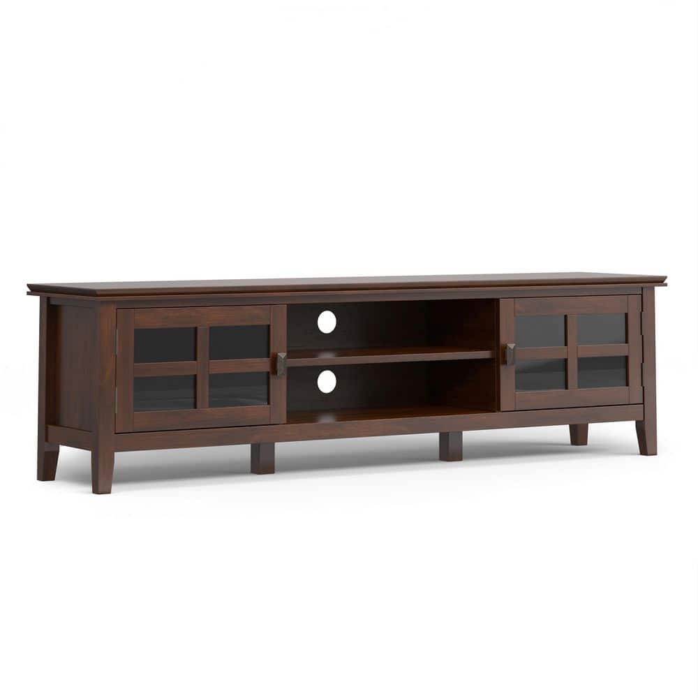Simpli Home Artisan Russet Brown 72 in. Low TV Media Stand For TVs up ...