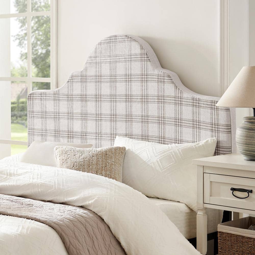 JAYDEN CREATION Eresa Check Beige Queen Traditional Style Upholstered ...