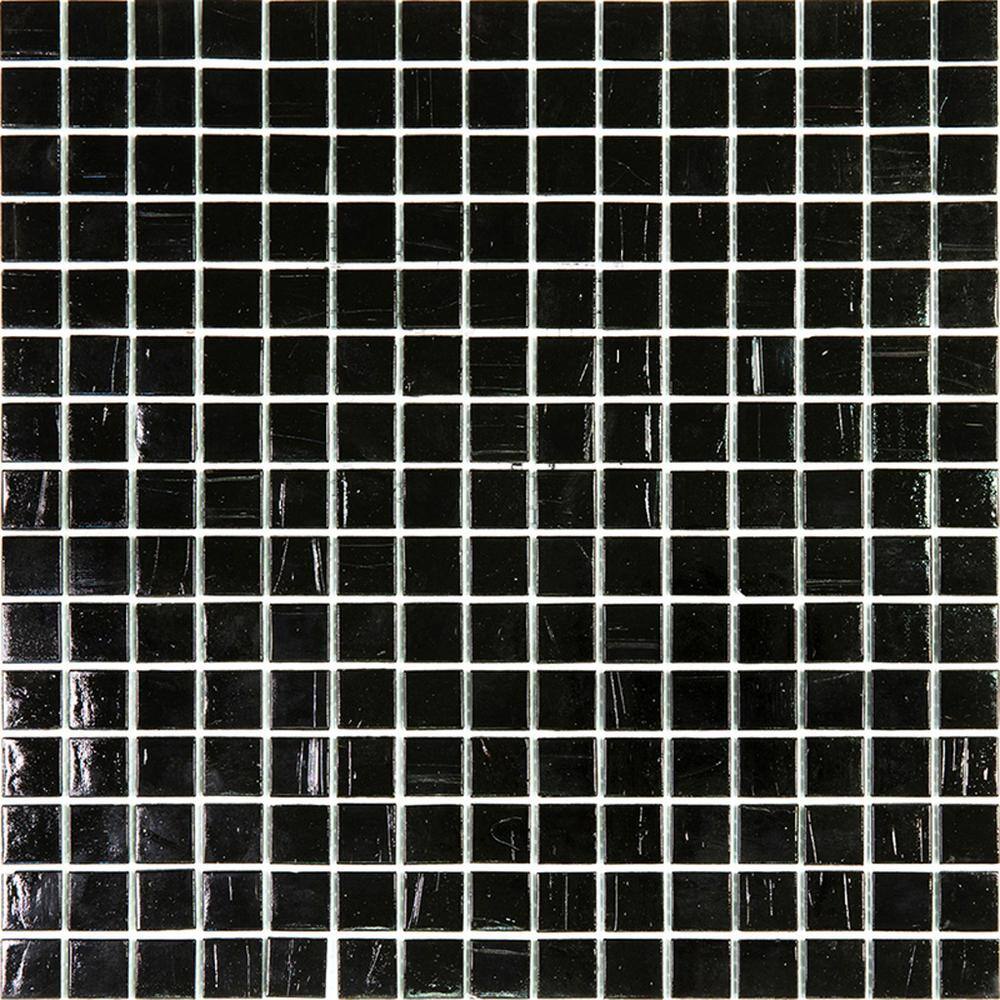 Apollo Tile Celestial 4 in. x 6 in. Glossy Black Glass Mosaic Uniform ...
