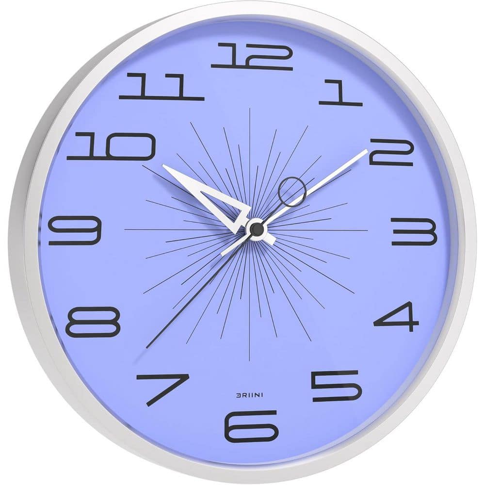 12 in. Blue Analog Metal Lighted Wall Clock for Living Room, Kitchen ...
