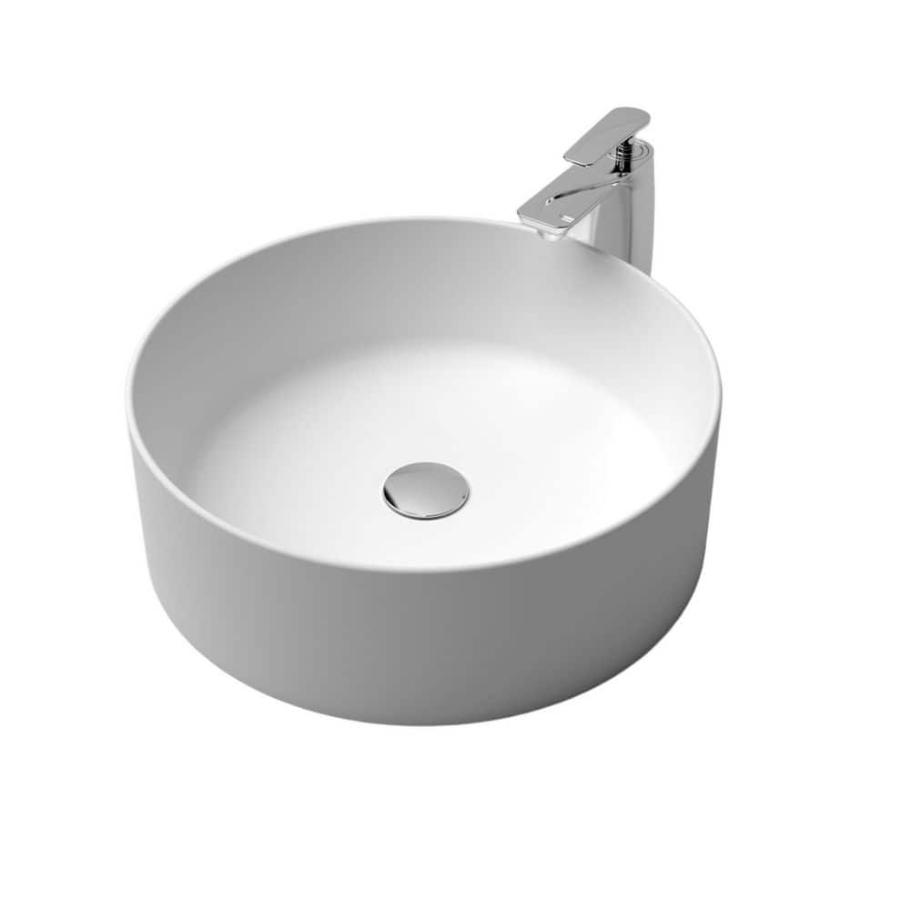 Xspracer Moray 15.75 in. Stone Resin Vessel Round Modern Bathroom Sink ...