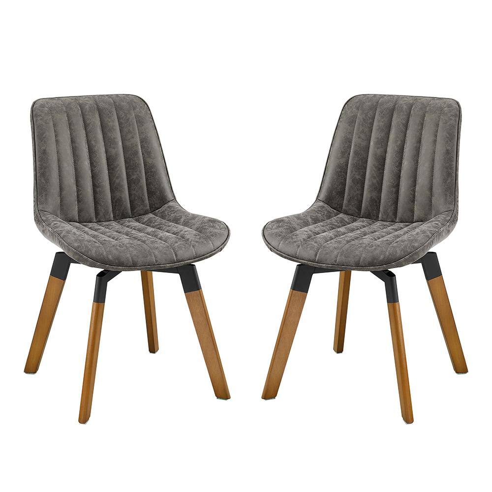 Art Leon KACY Gray Faux Leather Swivel Accent Dining Chairs (Set of 2 ...