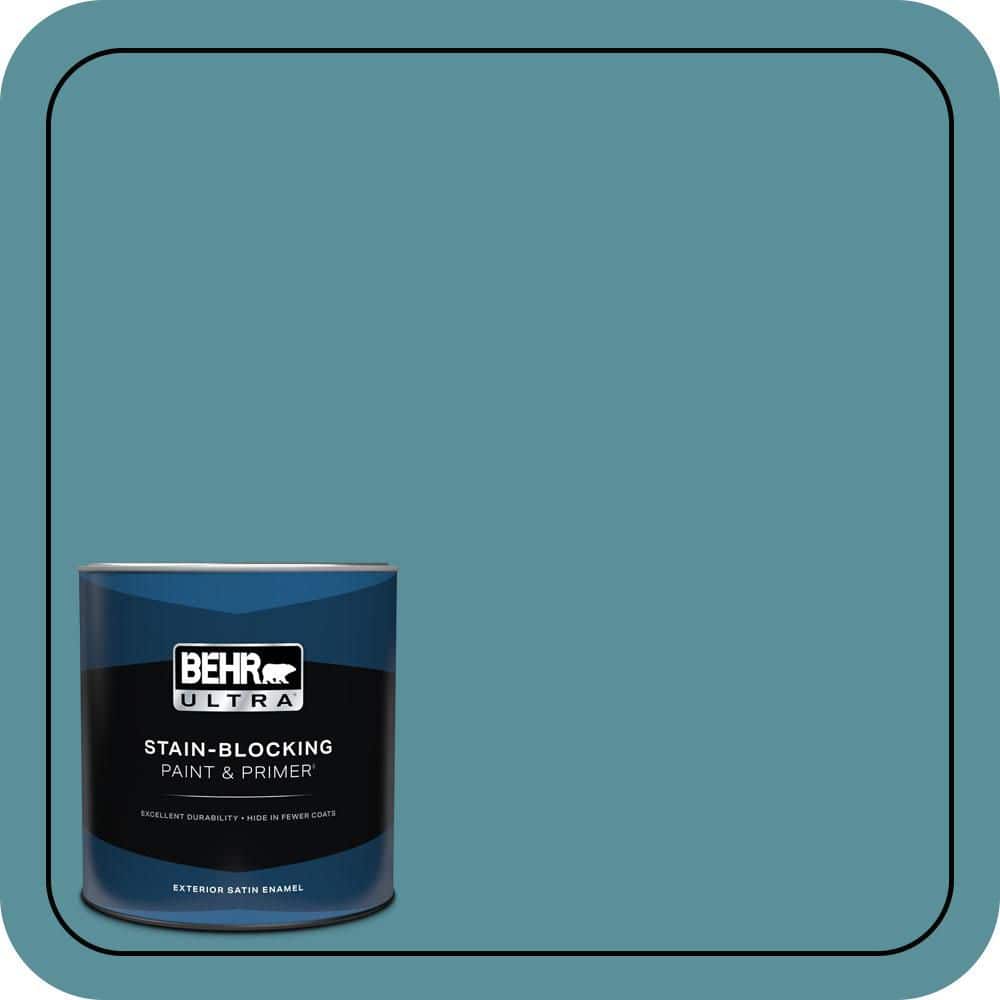 BEHR ULTRA 1 qt. #HDC-AC-23A Cabana Blue Satin Enamel Exterior Paint ...