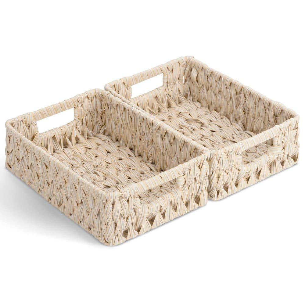 White 11.3 in. x 3.5 in. Polypropylene Decorative Basket (Set of 2 ...