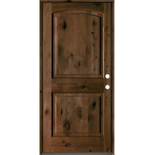 Krosswood Doors 36 in. x 80 in. Rustic Knotty Alder 2-Panel Arch Top ...