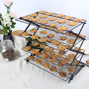 Numhew 4-Tier Black Collapsible Cooling Rack with Adjustable 3 Setting ...