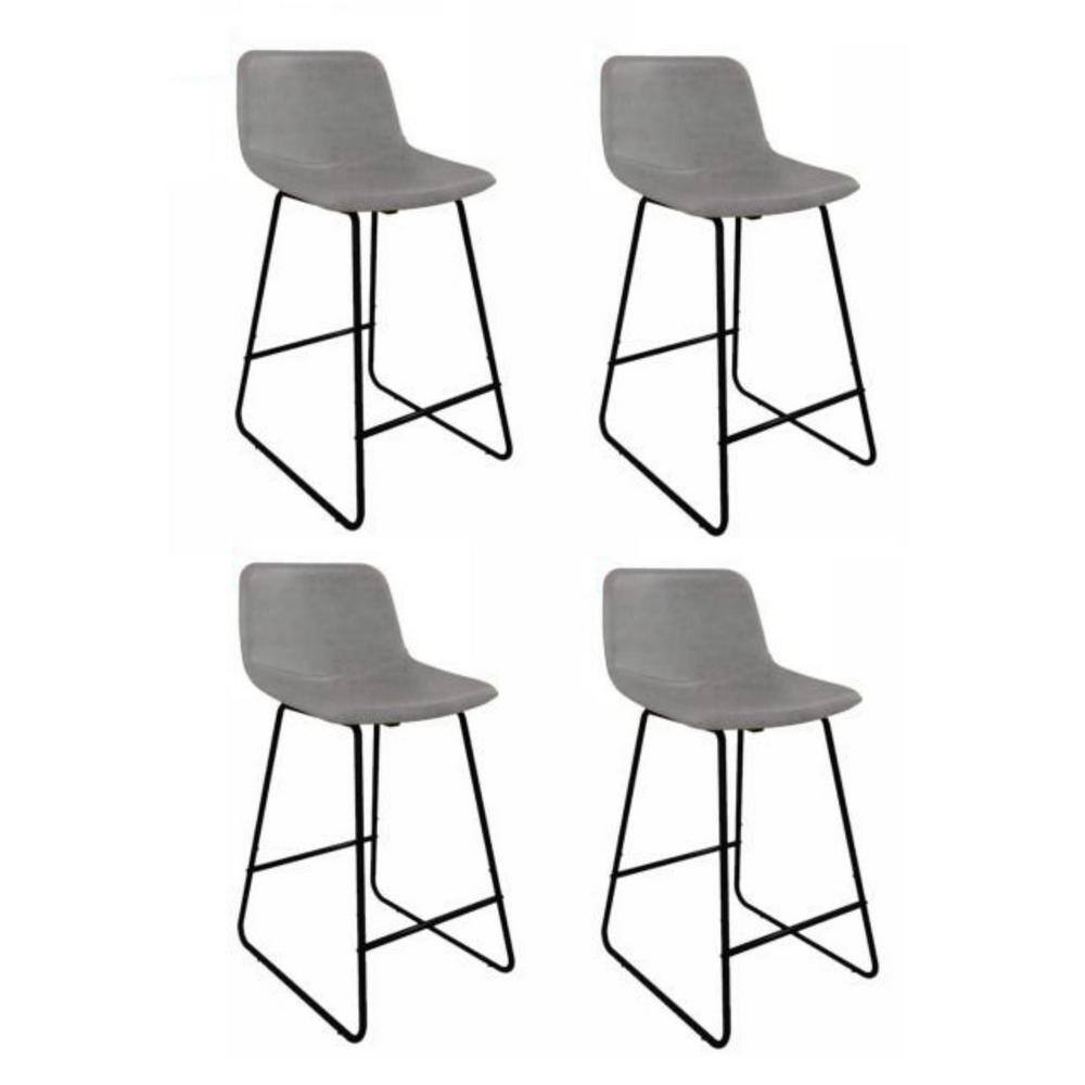 LUE BONA Alexander 30 in. Light Gray Bar Stools Low Back Metal Frame ...