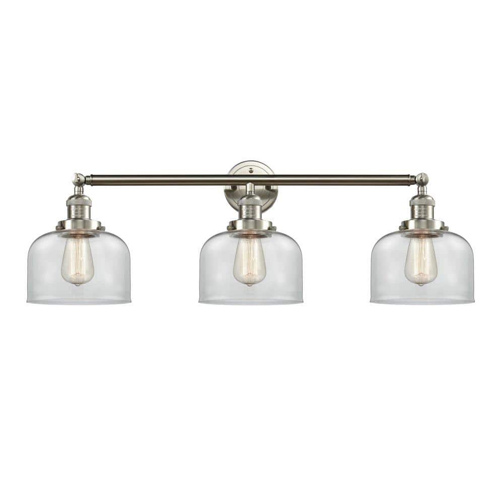 Innovations Bell 32 in. 3-Light Brushed Satin Nickel Vanity Light with ...