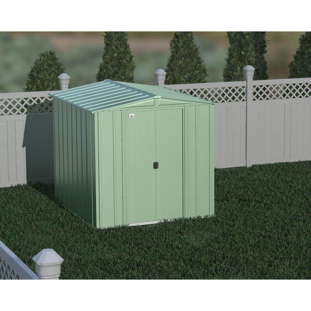Arrow 6 ft. x 7 ft. Green Metal Storage Shed With Gable Style Roof 39 ...