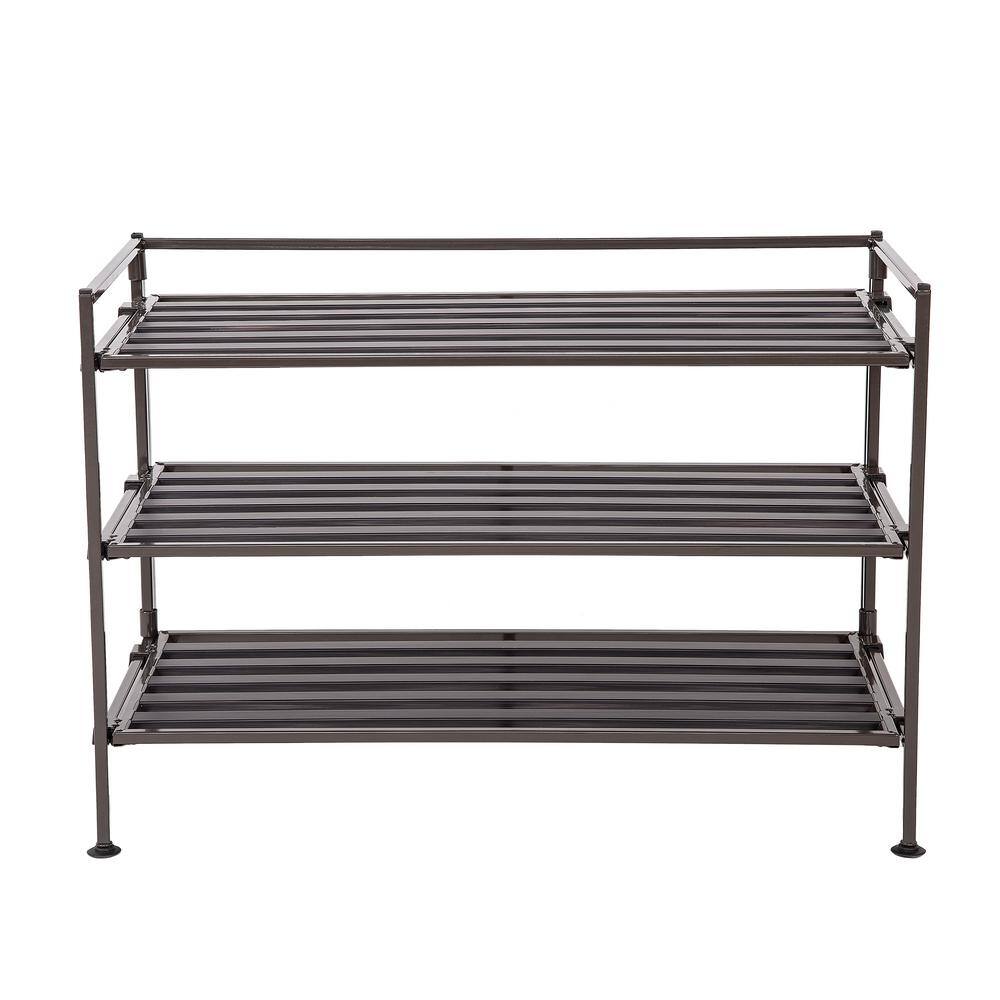 Seville Classics 18.5 in. H 9-Pair 3-Tier Espresso Resin Slat Iron ...