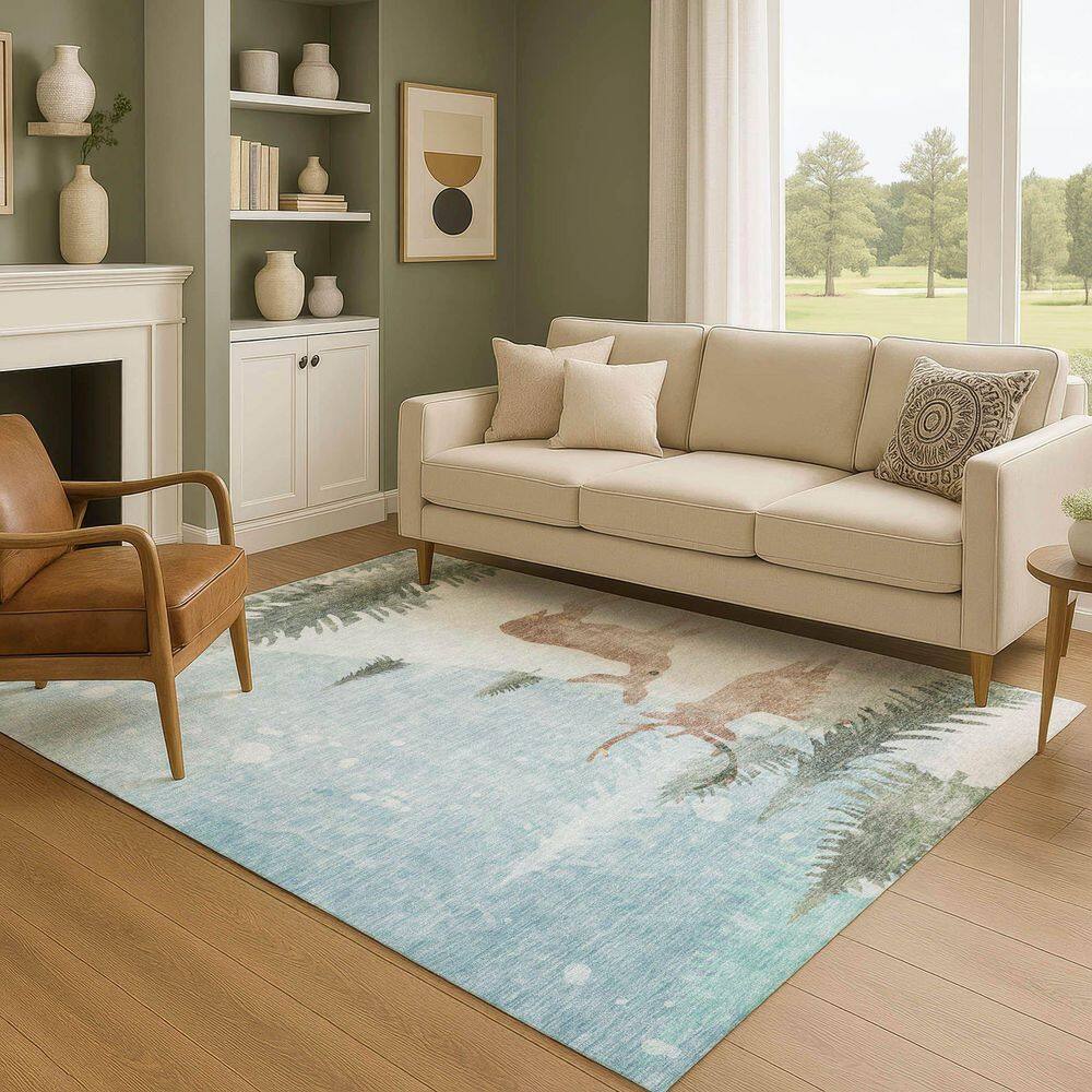 Addison Rugs Mayfield Premium Machine Washable Abstract AMF1821 Sky 9 ...