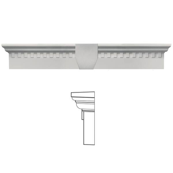 Builders Edge 6 in. x 33 5/8 in. Classic Dentil Window Header with ...