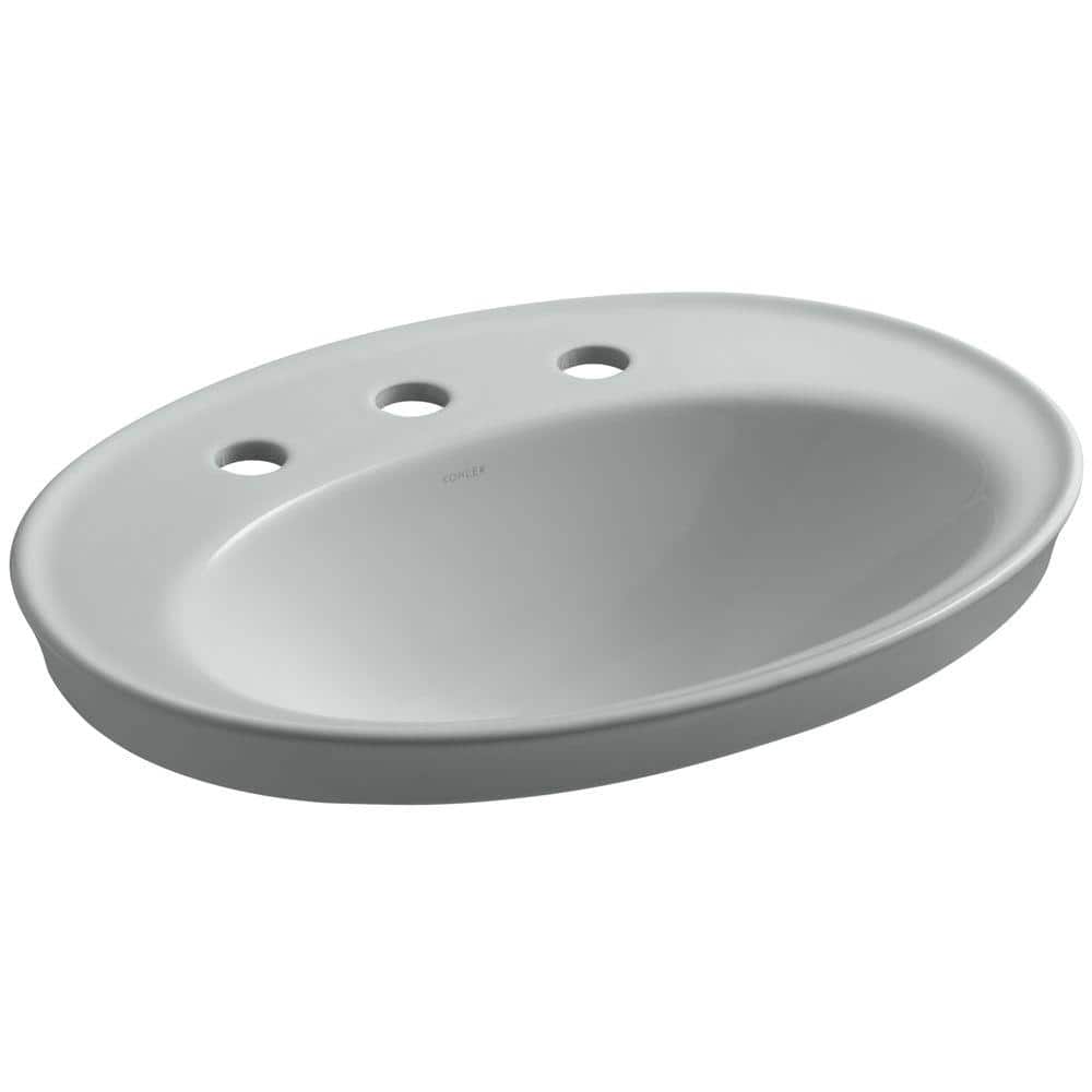 KOHLER Serif Ceramic Drop-In Bathroom Sink in Ice Grey with Overflow ...