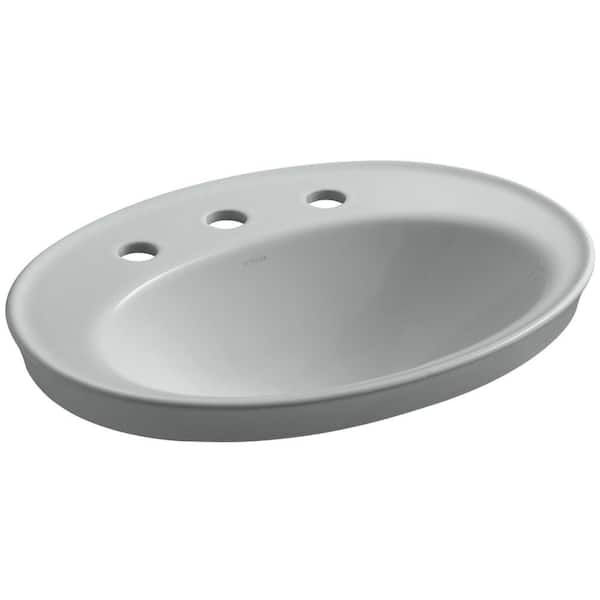 KOHLER Serif Ceramic Drop-In Bathroom Sink in Ice Grey with Overflow ...