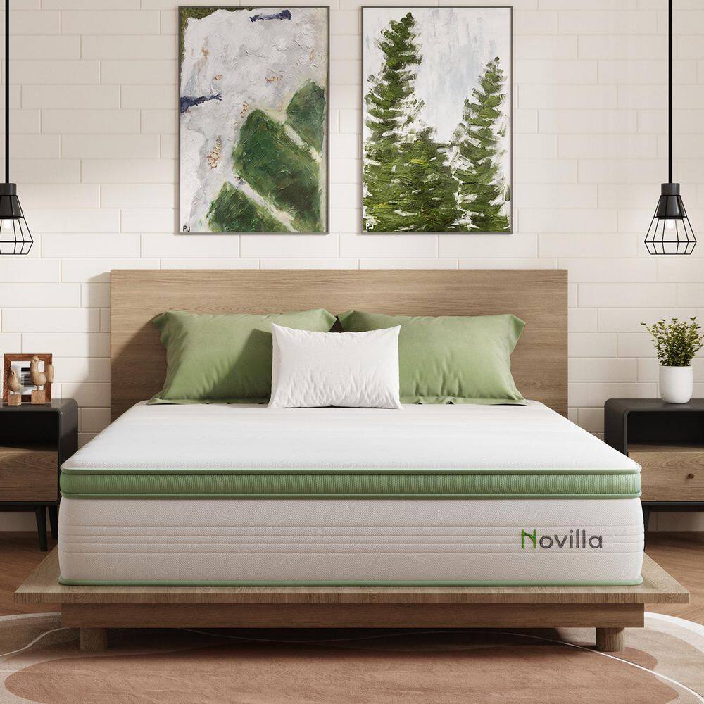 Novilla King Medium Gel Memory Foam Hybrid Mattress 12 in. Bed-in-a-Box ...