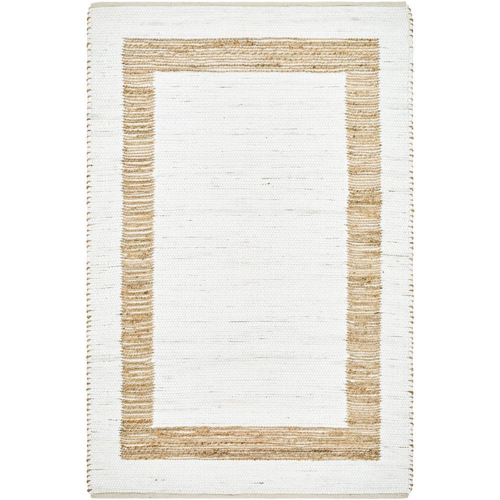 Livabliss Jean White/Tan Border 6 ft. x 9 ft. Indoor Area Rug JEA2301 ...